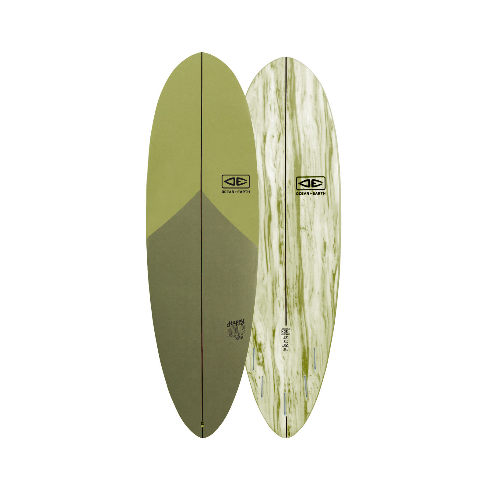 O&E SURFBOARDS Happy Hour Epoxy Tri Quad Foamie. (6'0" X 21" X 2 3/4 ...